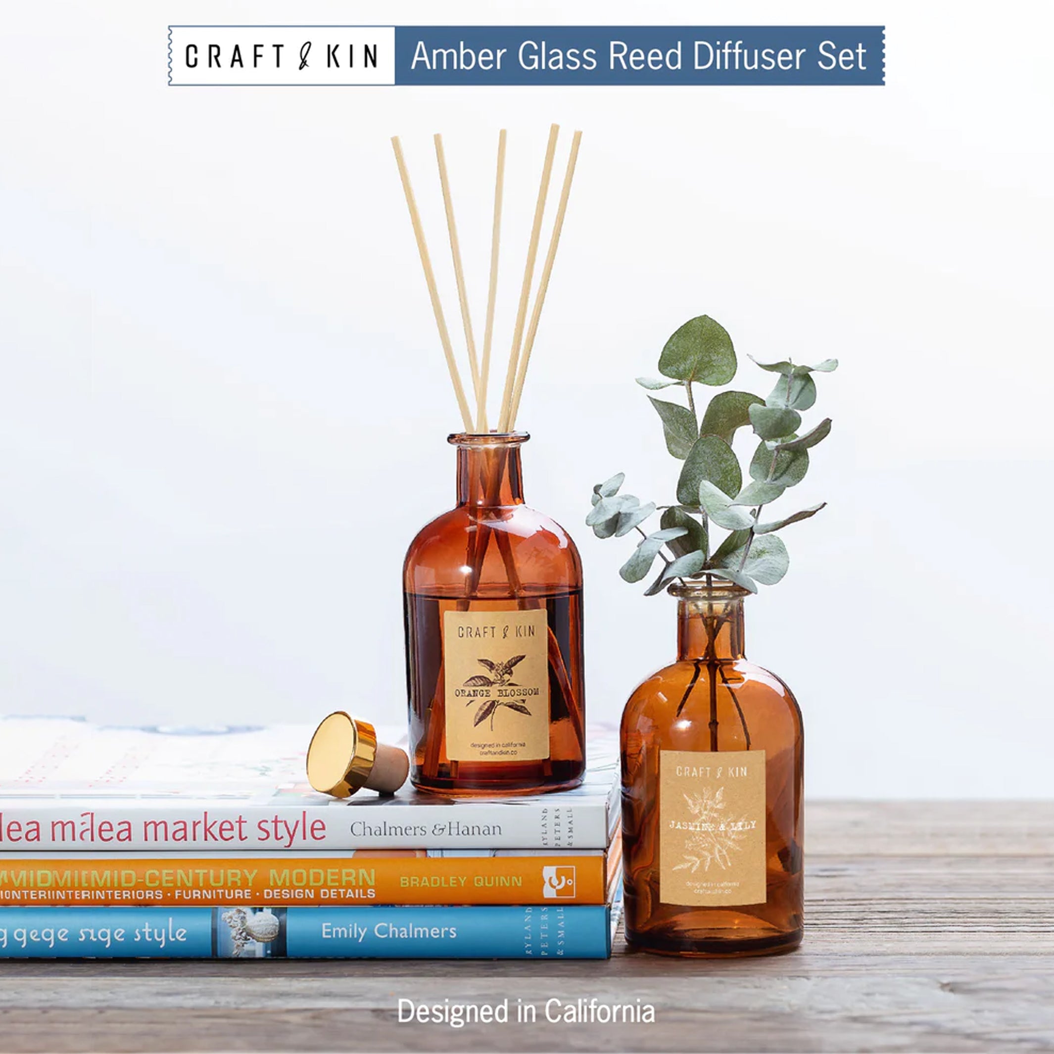 Amber Glass Reed Diffuser Set - Oud Wood | Cosmopolitan Shop