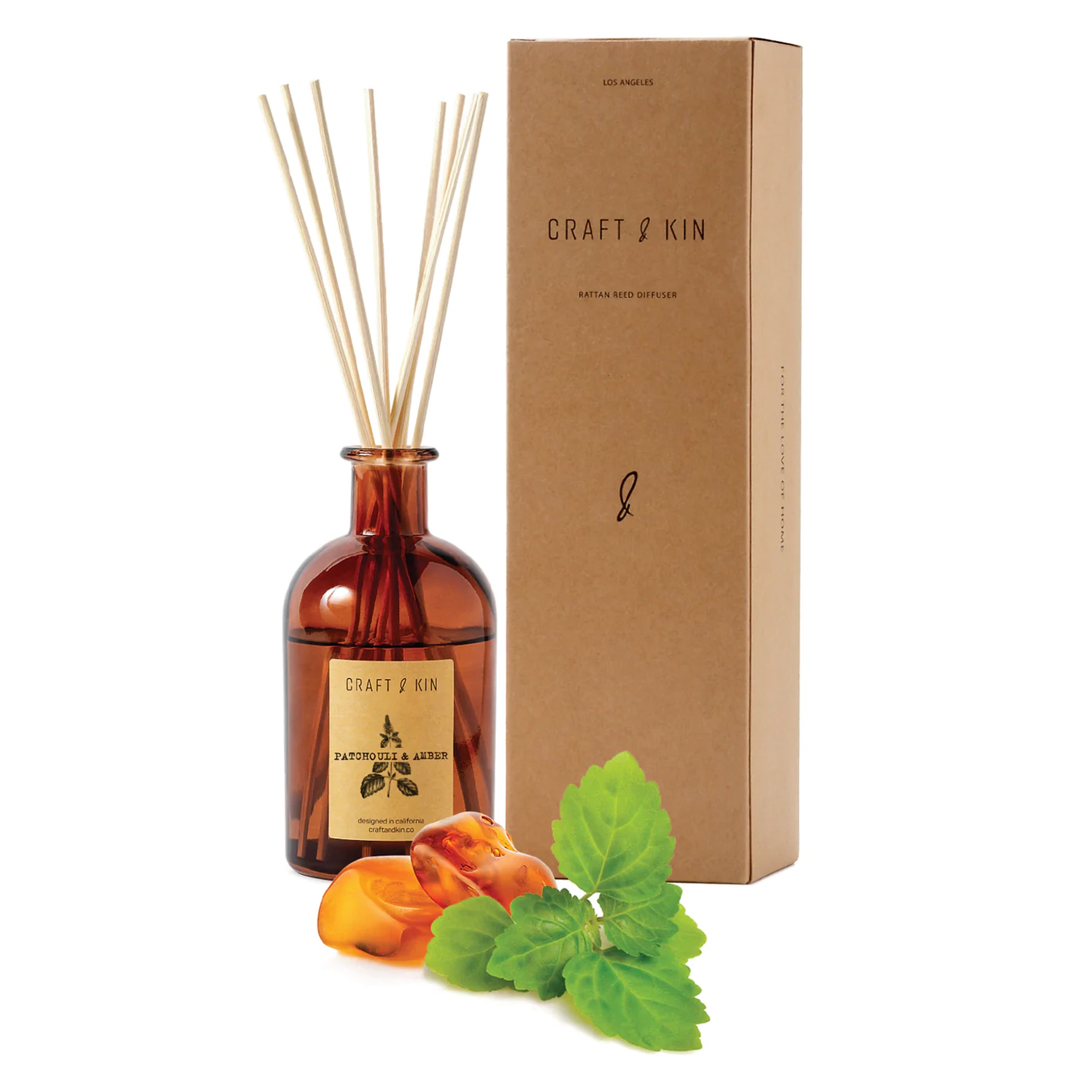 Amber Glass Reed Diffuser Set - Jasmine & Lily | Cosmopolitan Shop