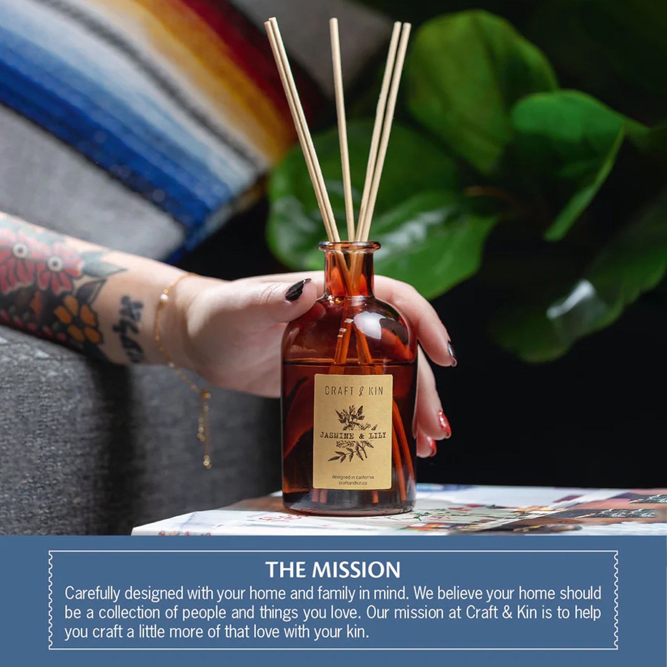 Amber Glass Reed Diffuser Set - Orange Blossom & Lotus | Cosmopolitan Shop