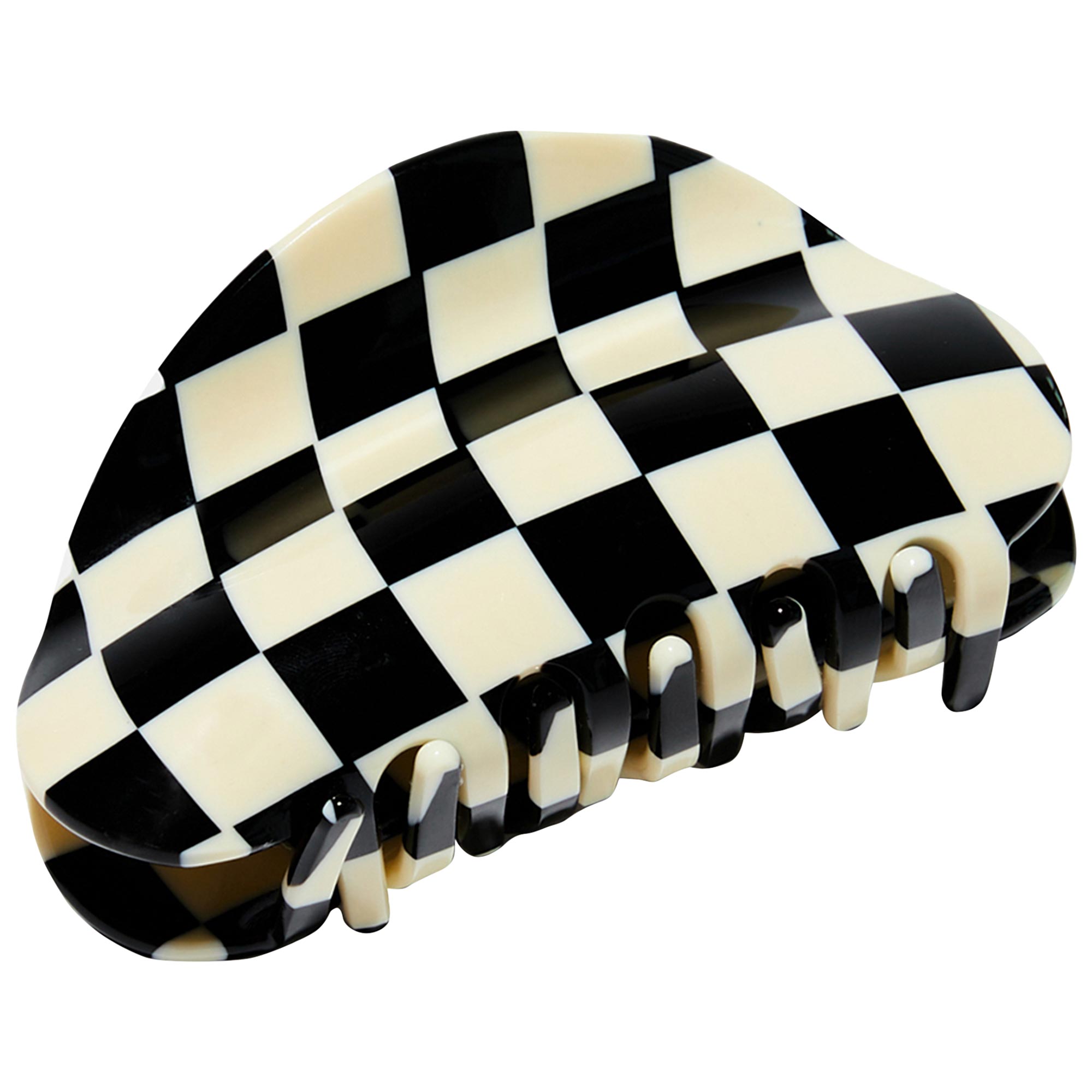 Medium Checker Hair Claw Clip In Black + White | Cosmopolitan Shop