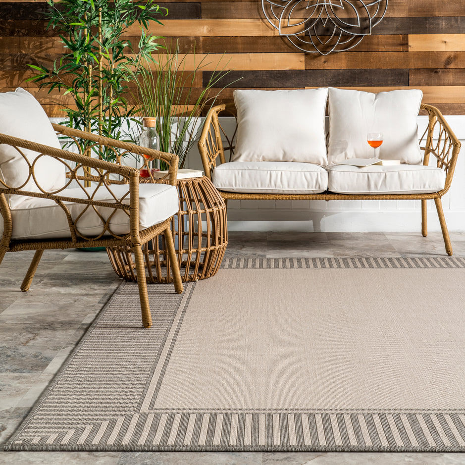 Asha Simple Border Indoor/Outdoor Area Rug | Cosmopolitan Shop